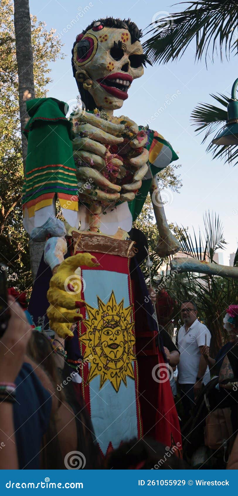 Vertical Shot of a Big Skeleton during the Day of the Dead Celebration ...