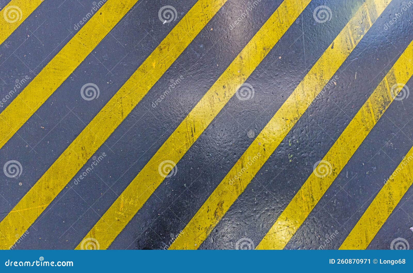 Vertical Shot on a Black Ground Surface with Yellow Hatching Stock ...