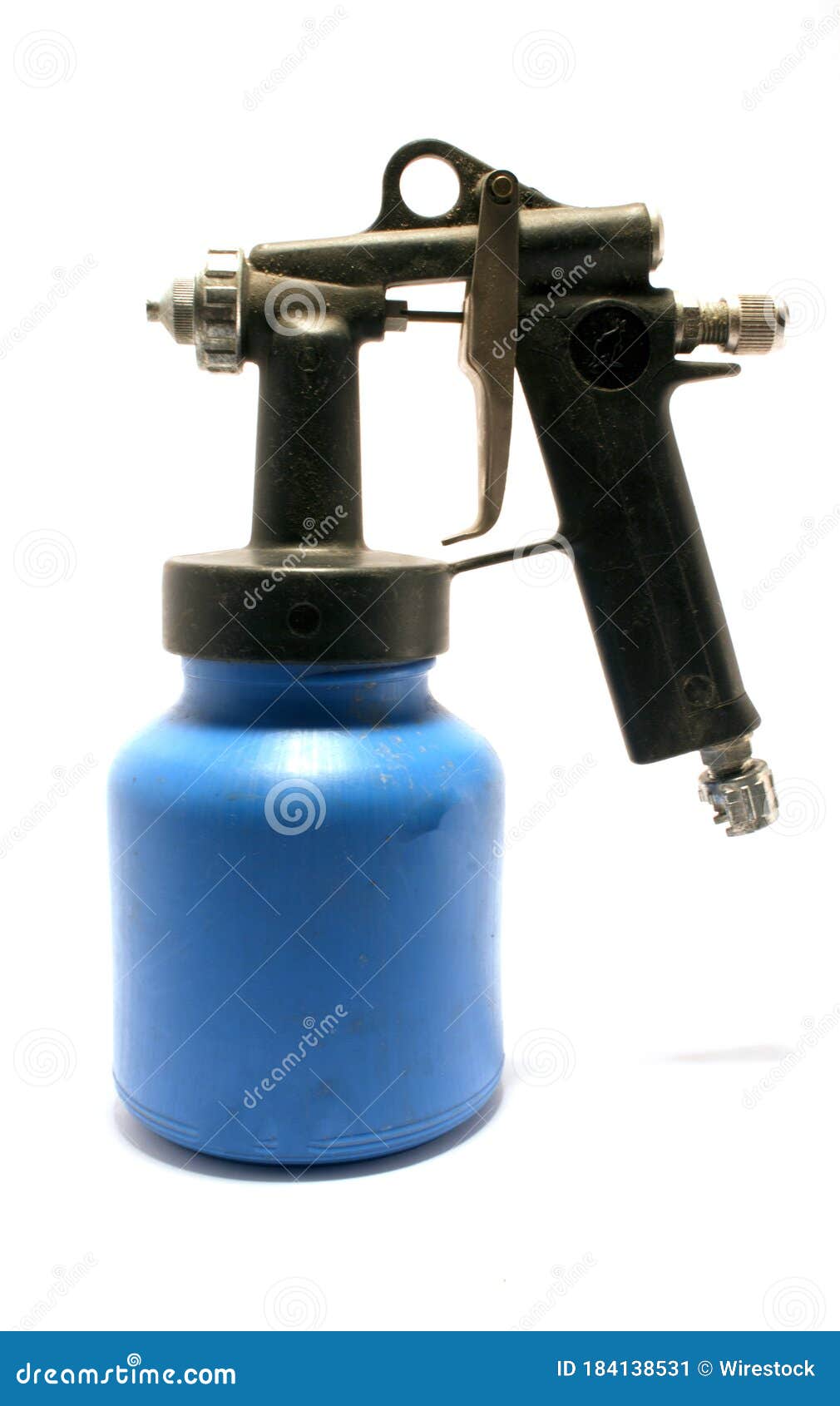 Vertical Shot of a Blue Compressor Isolated on a White Background Stock ...
