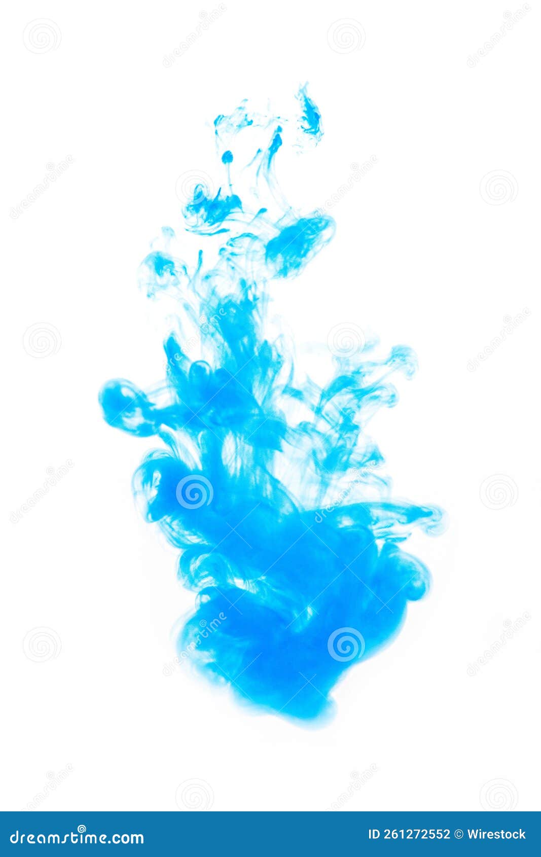 Vertical Shot of of a Blue Ink Drop into the Water Isolated on an Empty ...