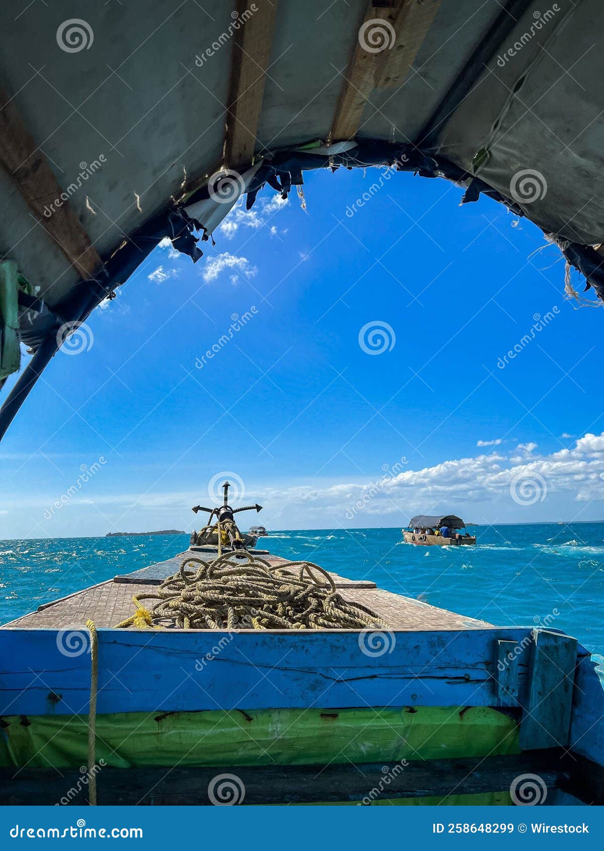 Vertical Shot of the Boat Bow and Seascape Stock Image - Image of boat ...