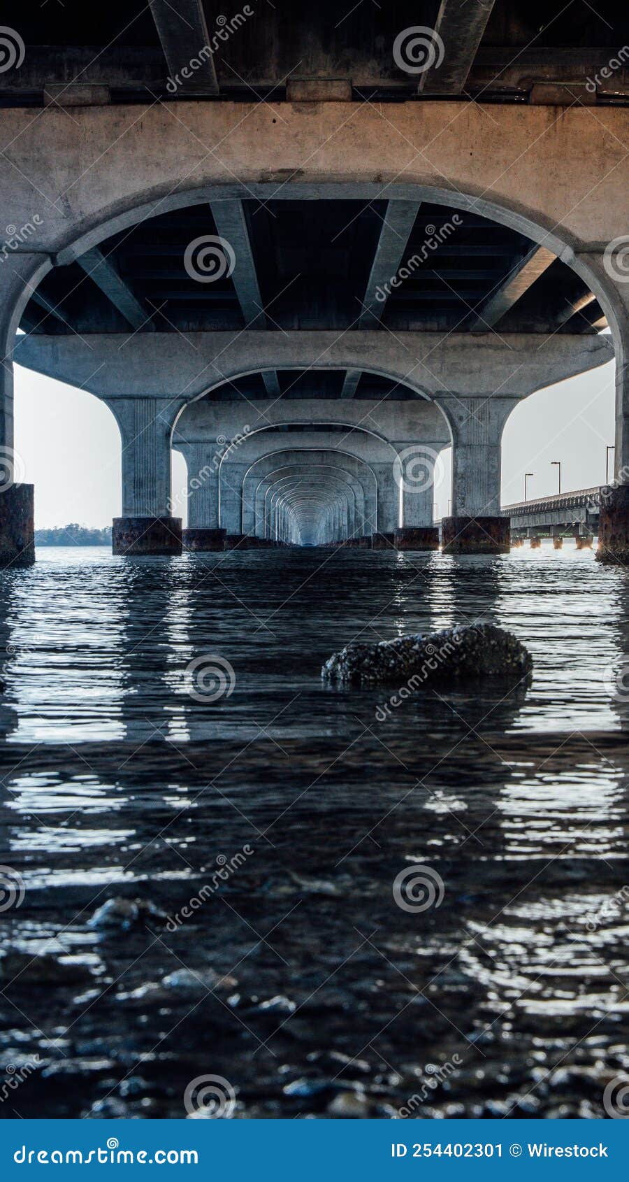 Vertical Shot of the Bottom of a Bridge Stock Image - Image of coast ...