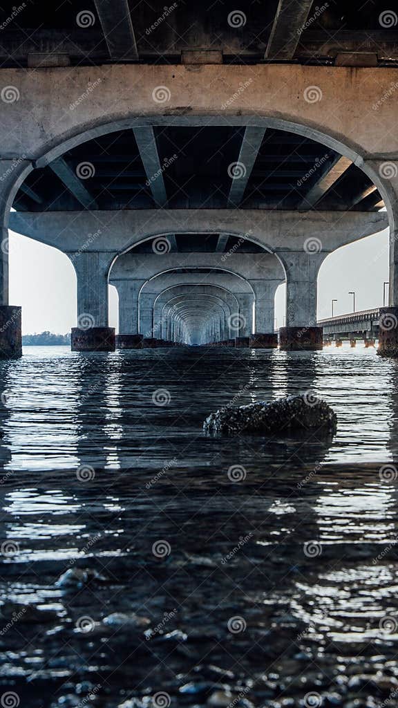 Vertical Shot of the Bottom of a Bridge Stock Image - Image of coast ...