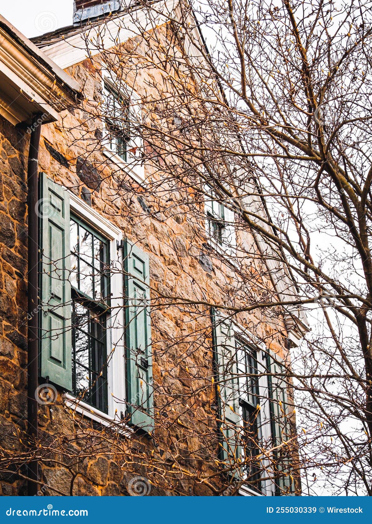 Vertical Shot of the Brick Wall Building in the Autumn Stock Image ...