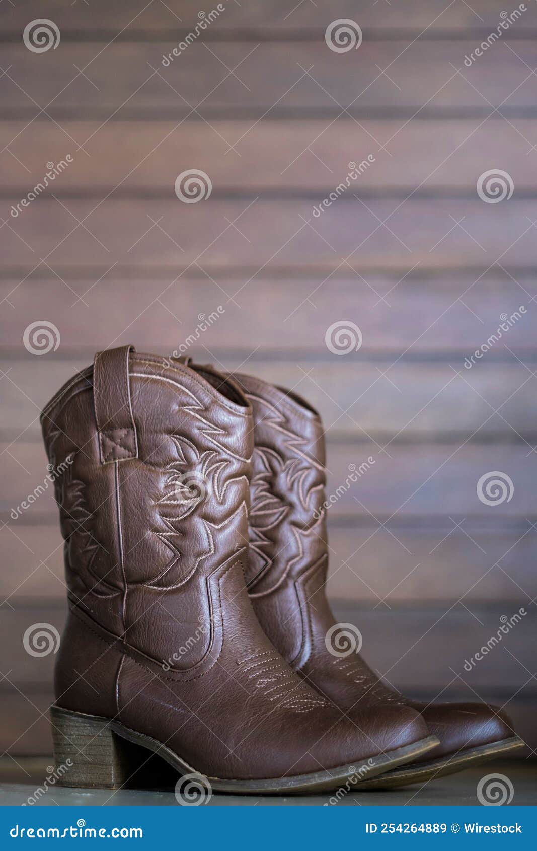 Vertical Shot of Brown Leather Western Cowboy Boots Stock Image - Image ...