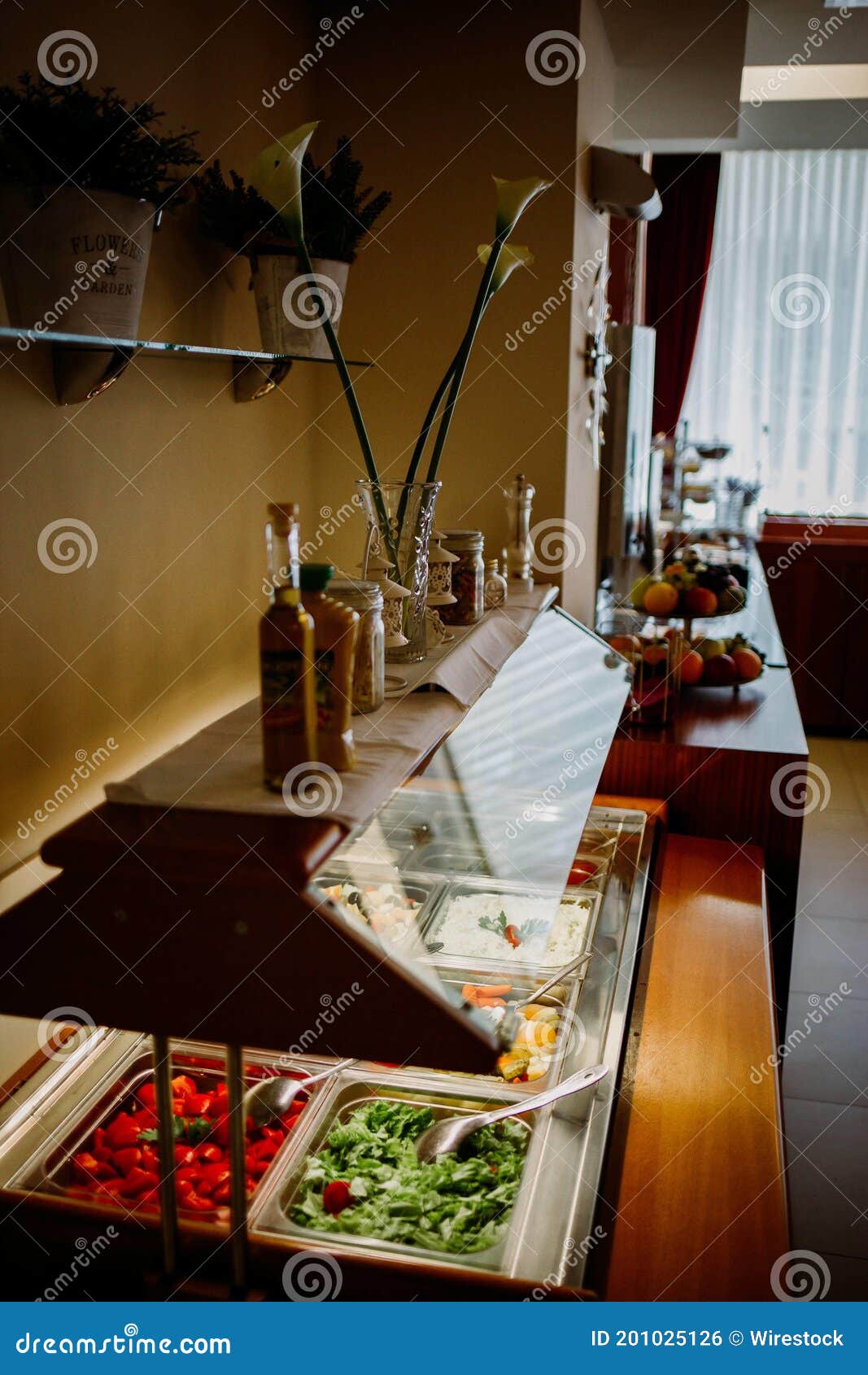 Vertical Shot of a Buffet Restaurant Interior Stock Photo - Image of ...