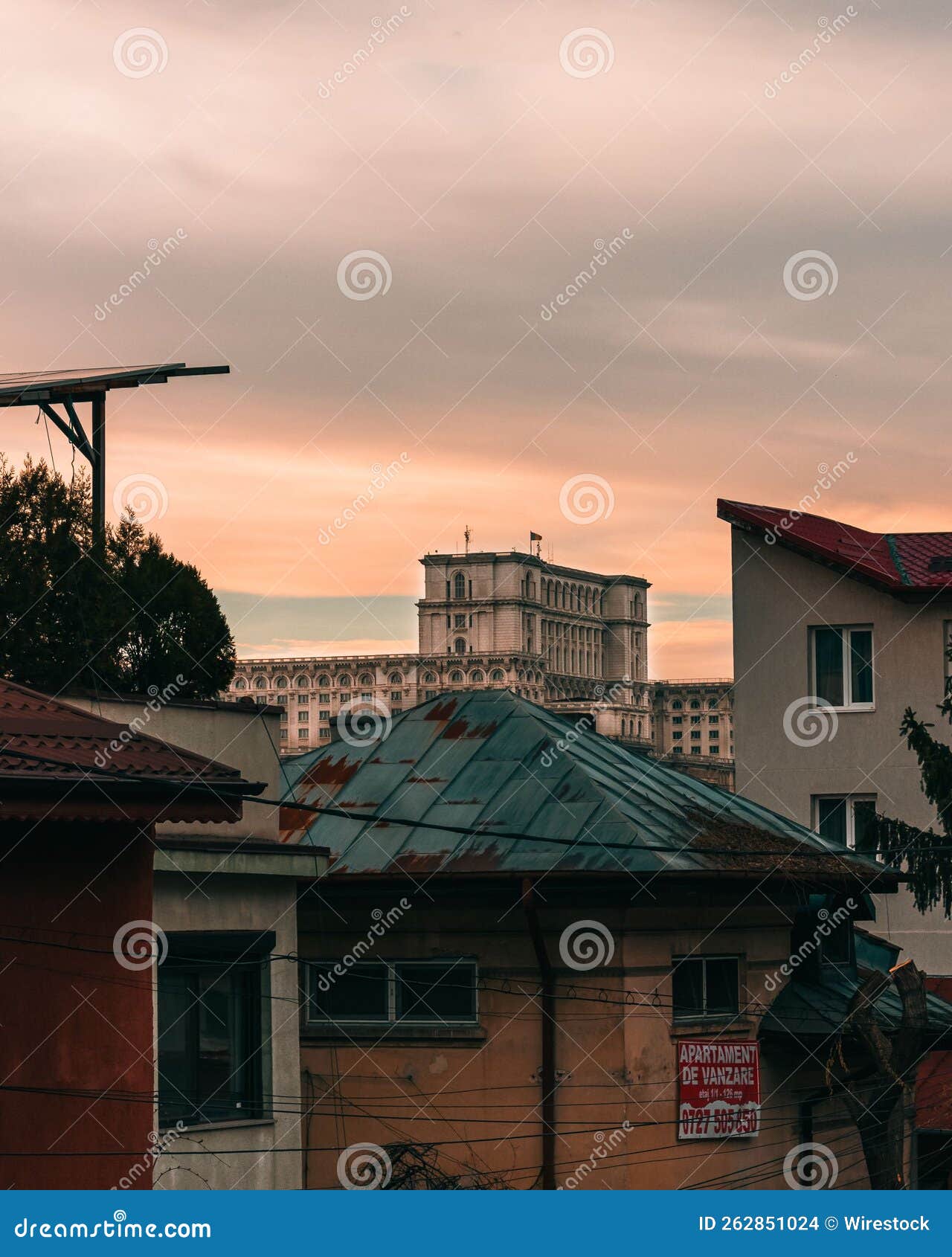 Vertical Shot of the Buildings in the Streets of Bucharest, Romania Editorial Stock Image ...