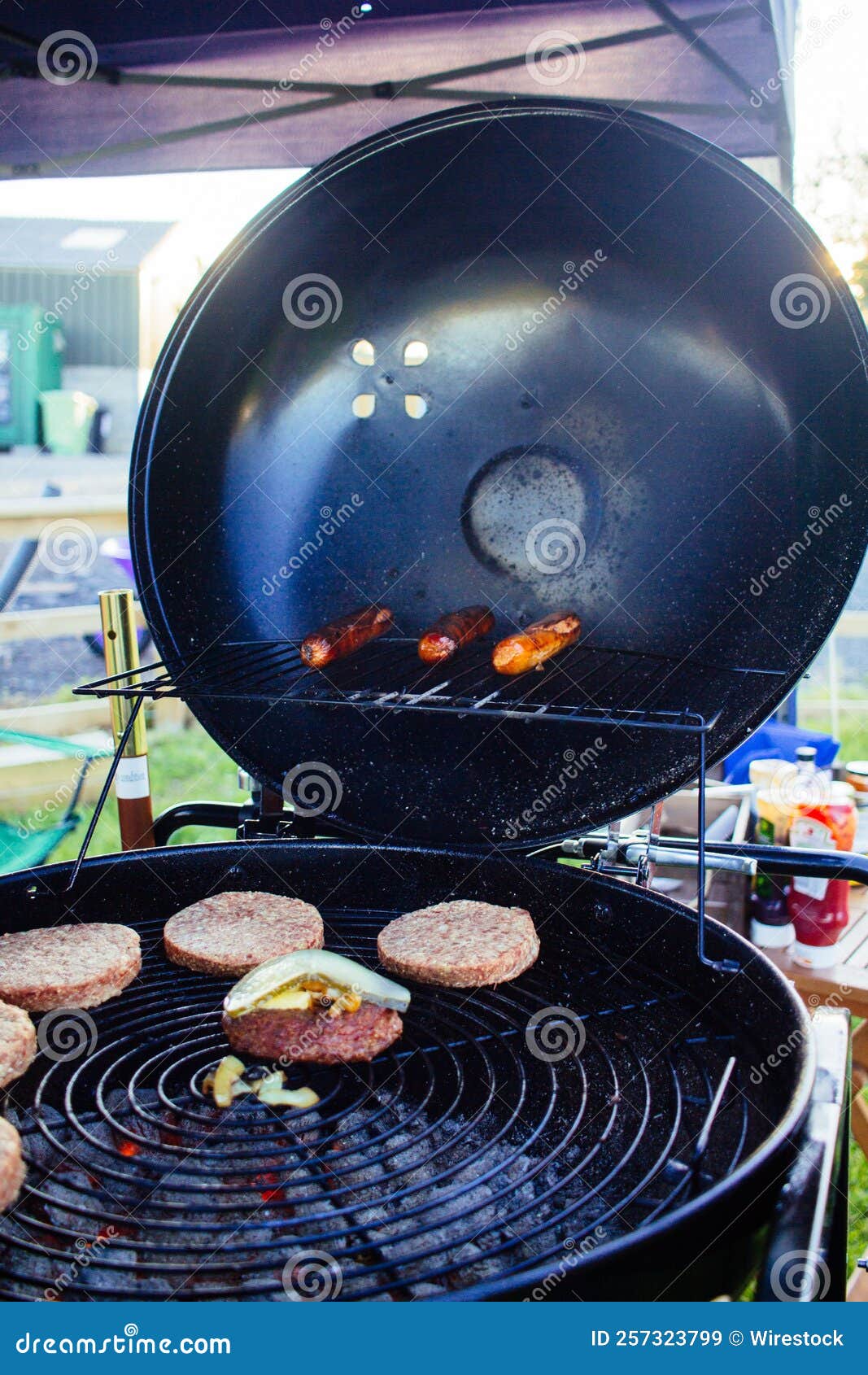 Vertical Shot of Burgers Cooking on a BBQ Stock Image - Image of grill ...
