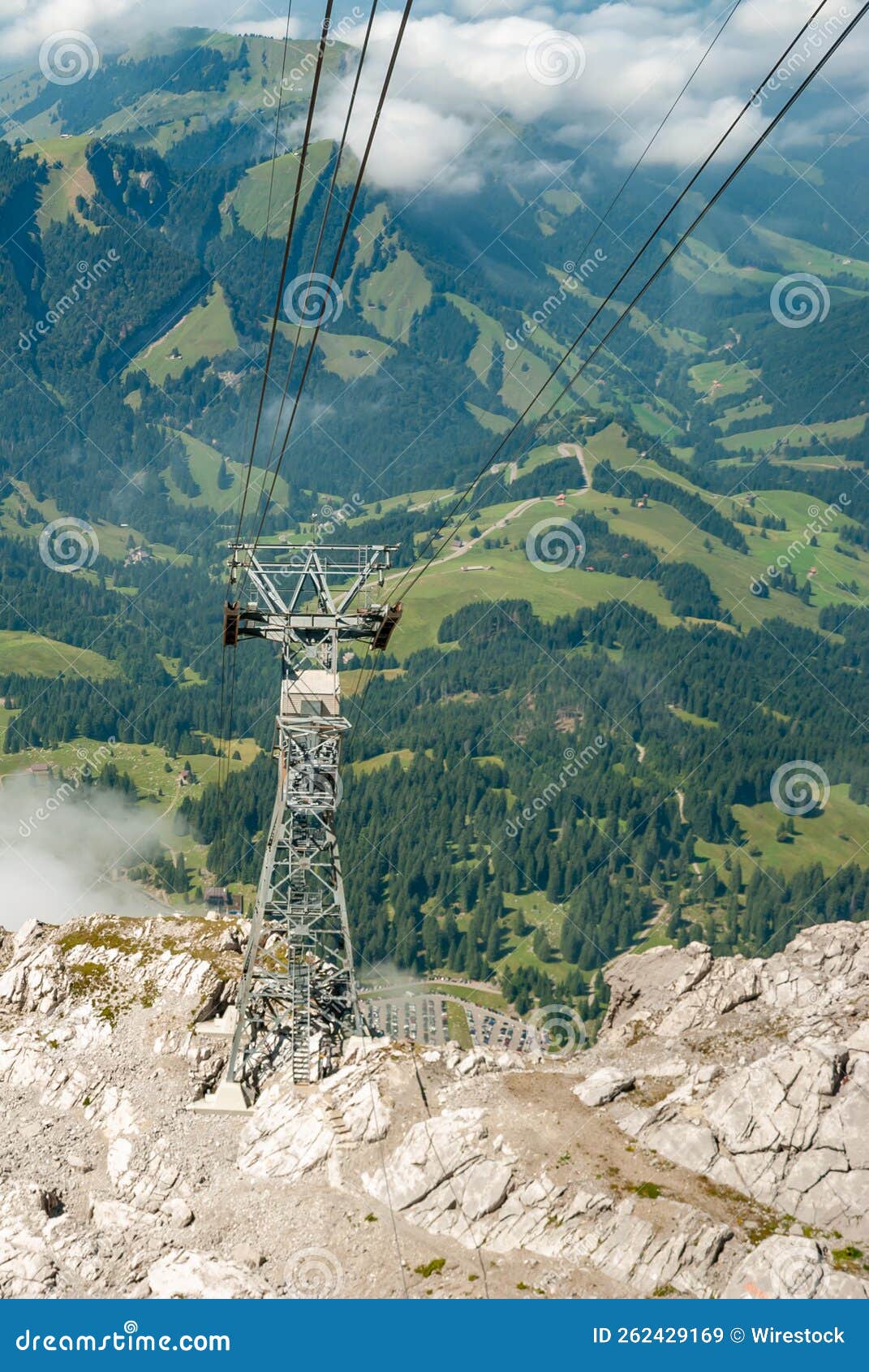 Vertical Shot of Cable Car Lines Stock Image - Image of switzerland ...