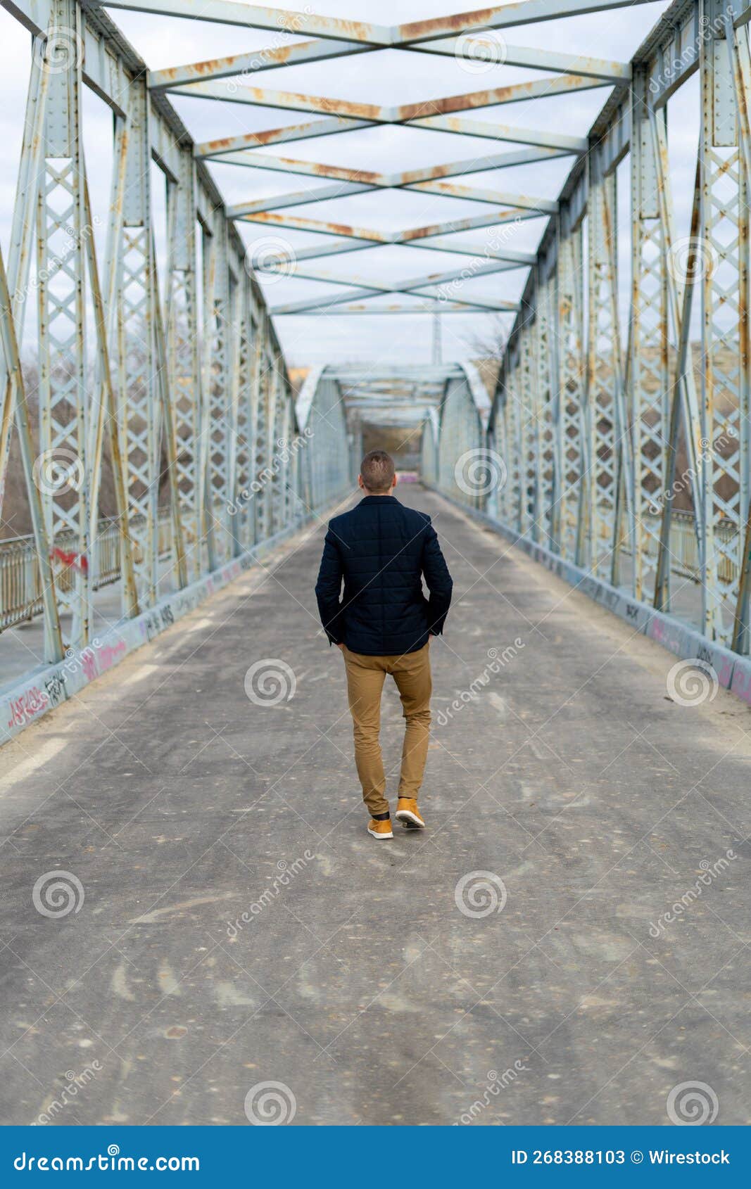Vertical Shot of a of a Caucasian White Man on the Bridge Stock Image ...