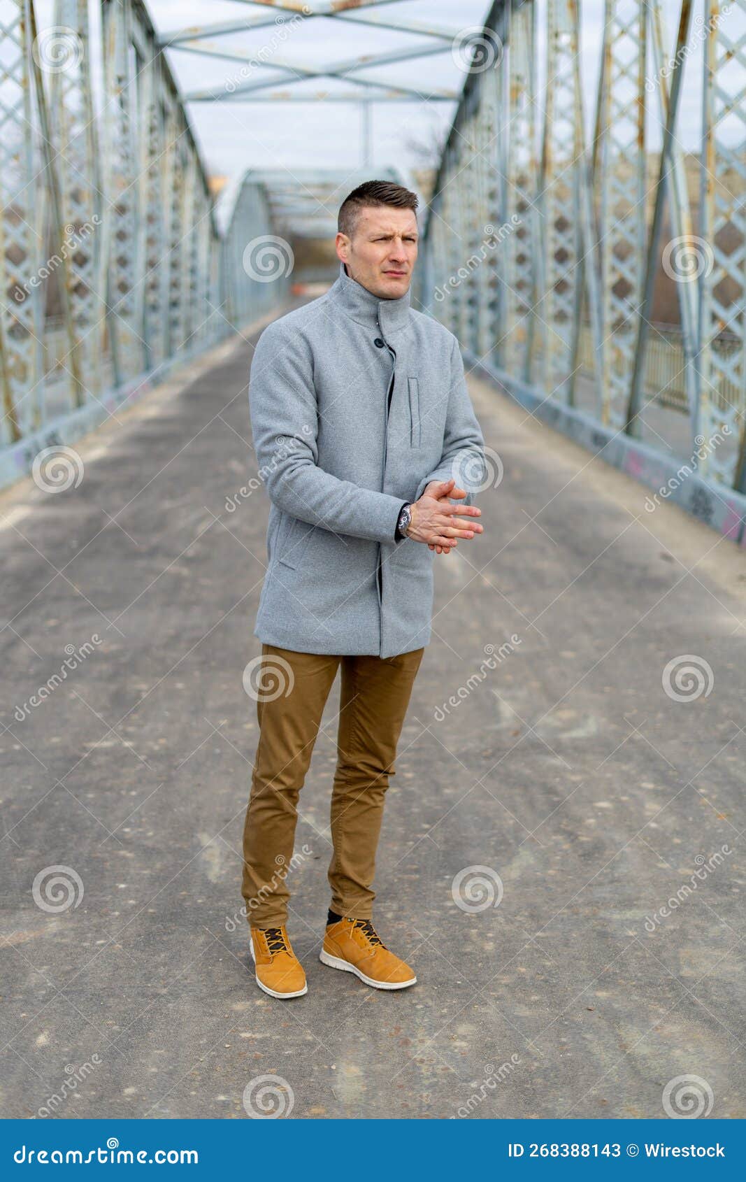 Vertical Shot of a of a Caucasian White Man on the Bridge Stock Image ...