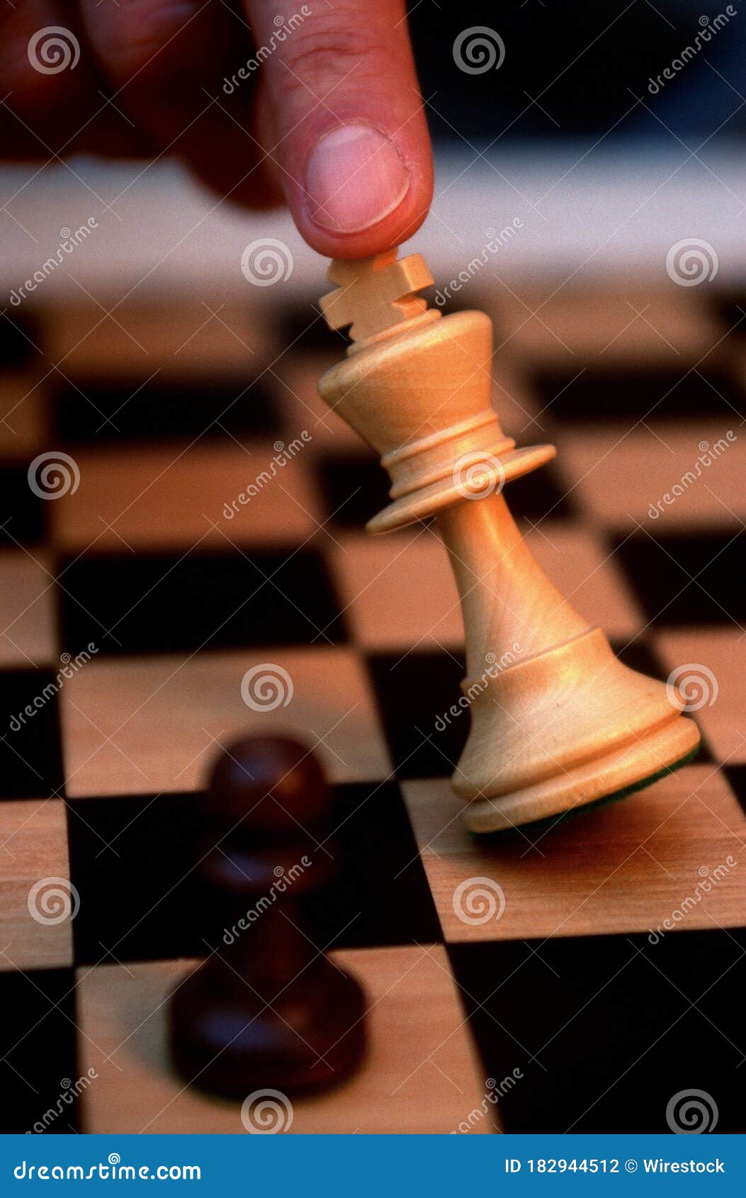 Vertical Shot of the Chess King Falling and the Soldier on the ...