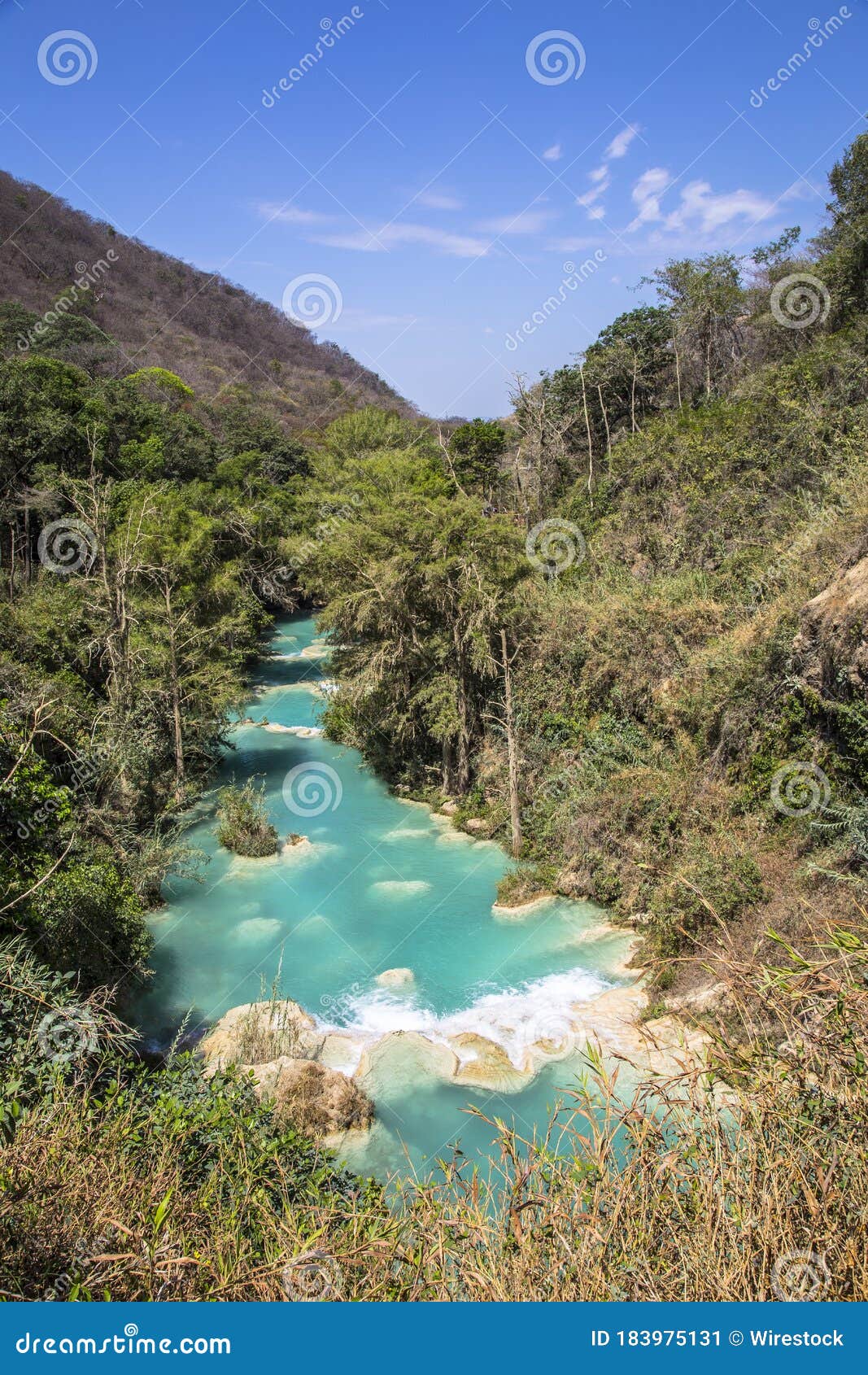 Vertical Shot of the Chiflon Waterfalls, Chiapas, Mexico Stock Image ...