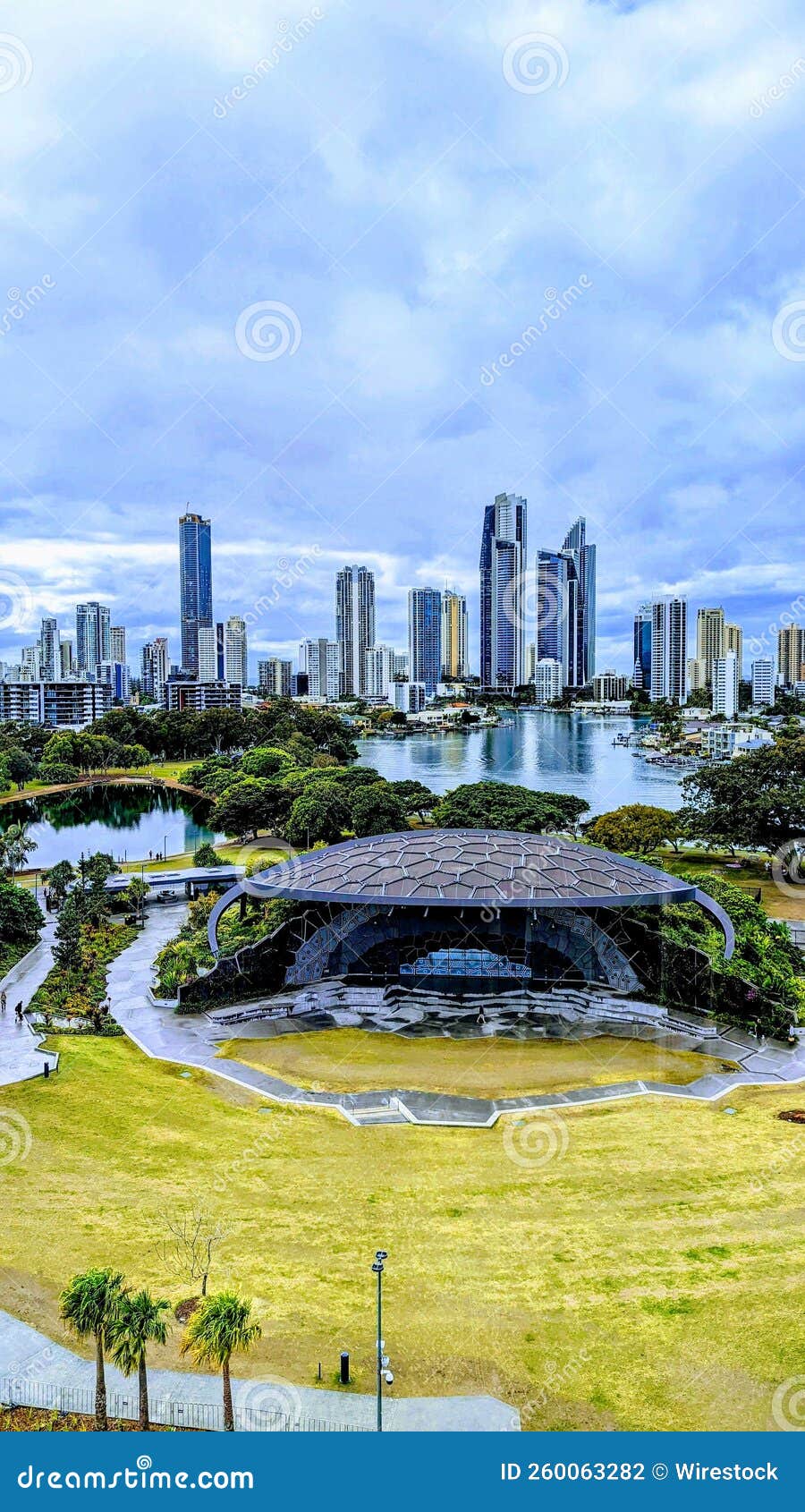 Vertical Shot of a City View with a River Stock Photo - Image of ...