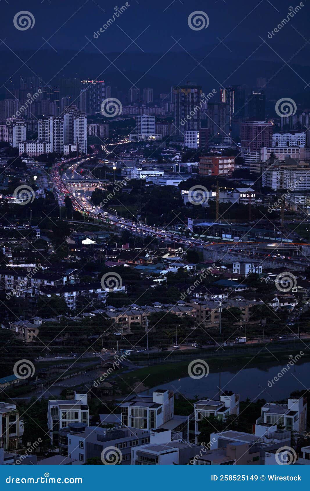 Vertical Shot of the Cityscape at Night Stock Image - Image of dark ...