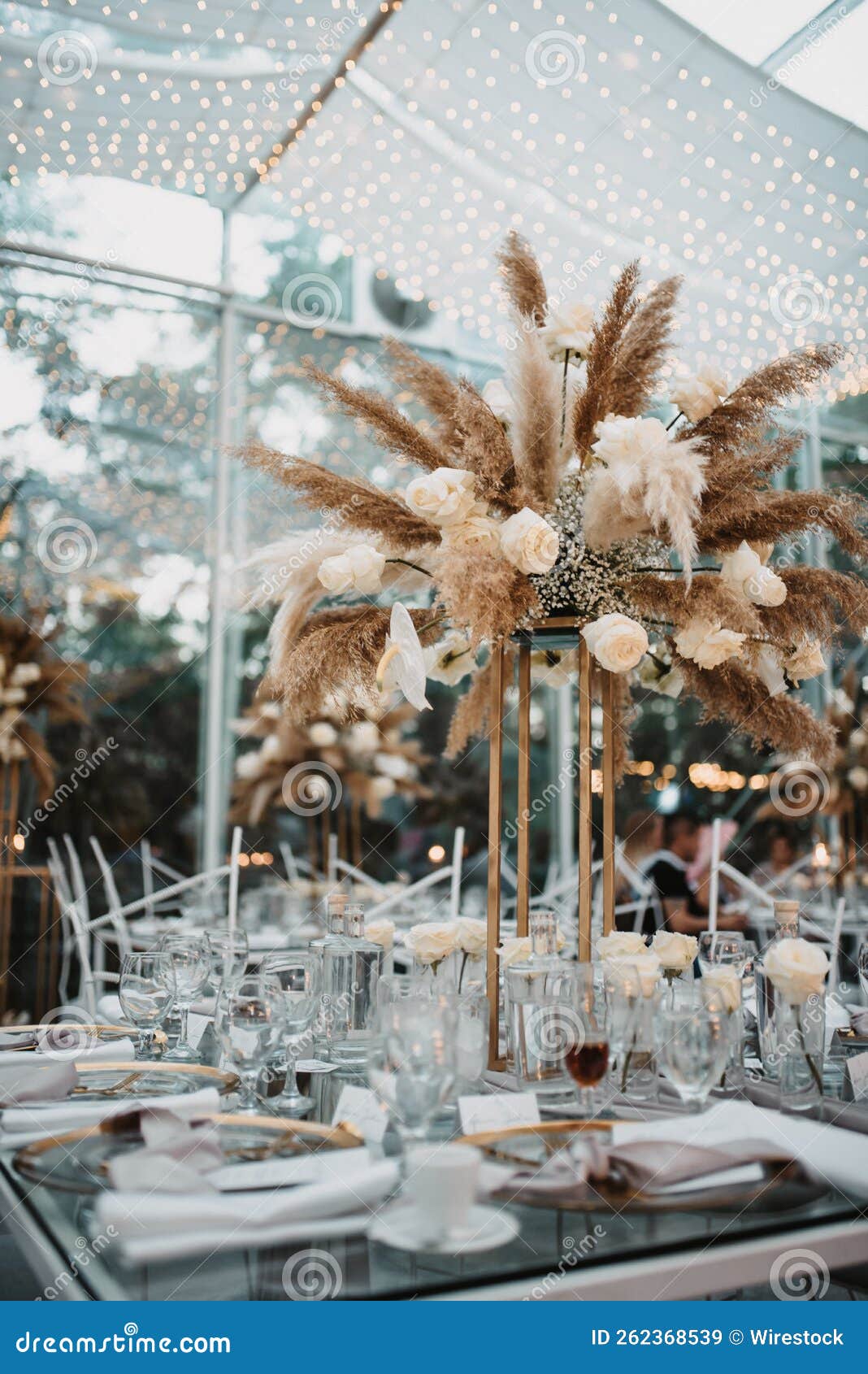 Vertical Shot of the Classy and Elegant Tables of an Outdoors Wedding ...