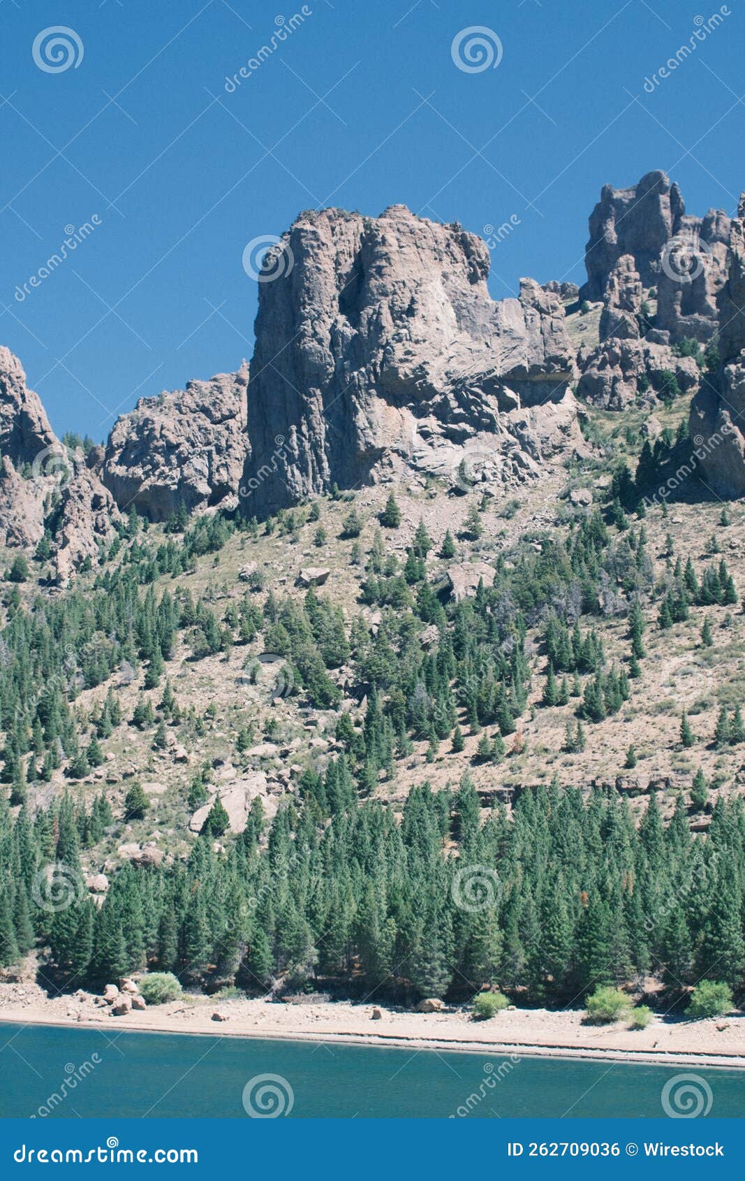 Vertical Shot of Cliffs and Green Trees on the Slope. Stock Photo ...