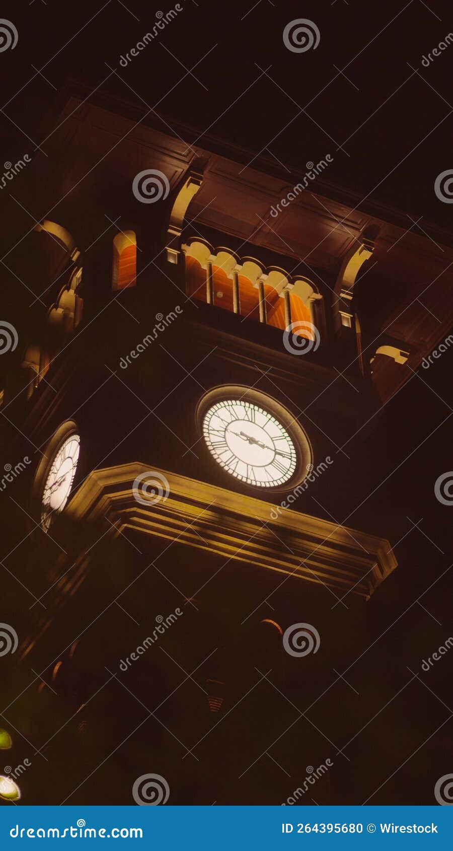 Vertical Shot of a Clock Tower in the Dark Stock Photo - Image of ...