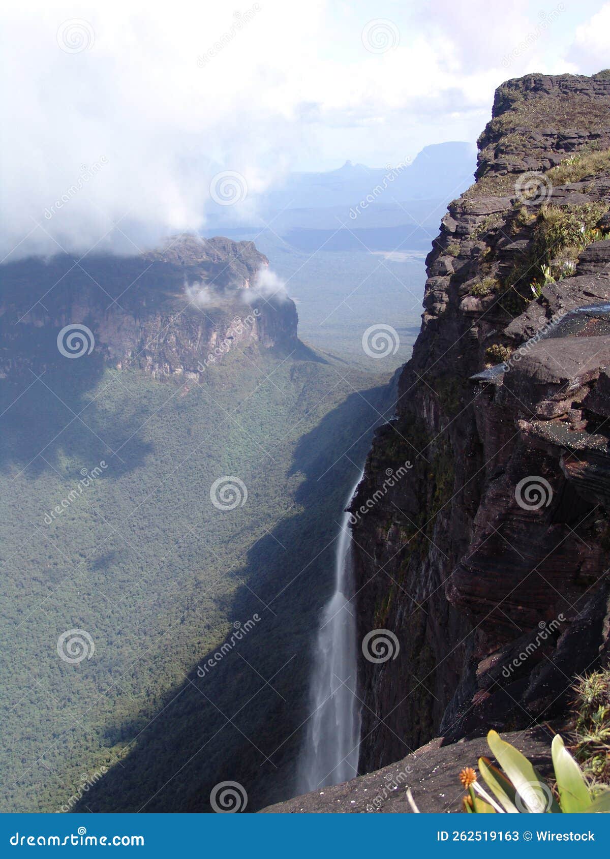 Vertical Shot of a Cloudy View from the Climbing Path of Mount Roraima ...