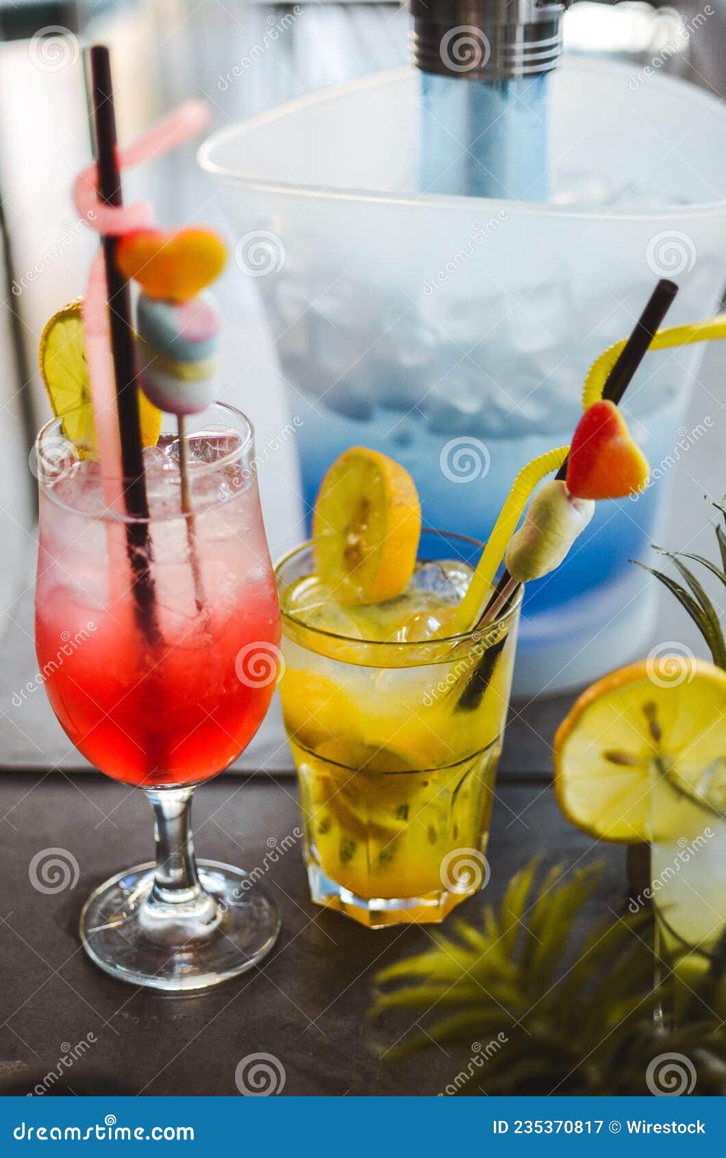 Vertical Shot of Cocktails at a Bar in a Restaurant Stock Image - Image ...
