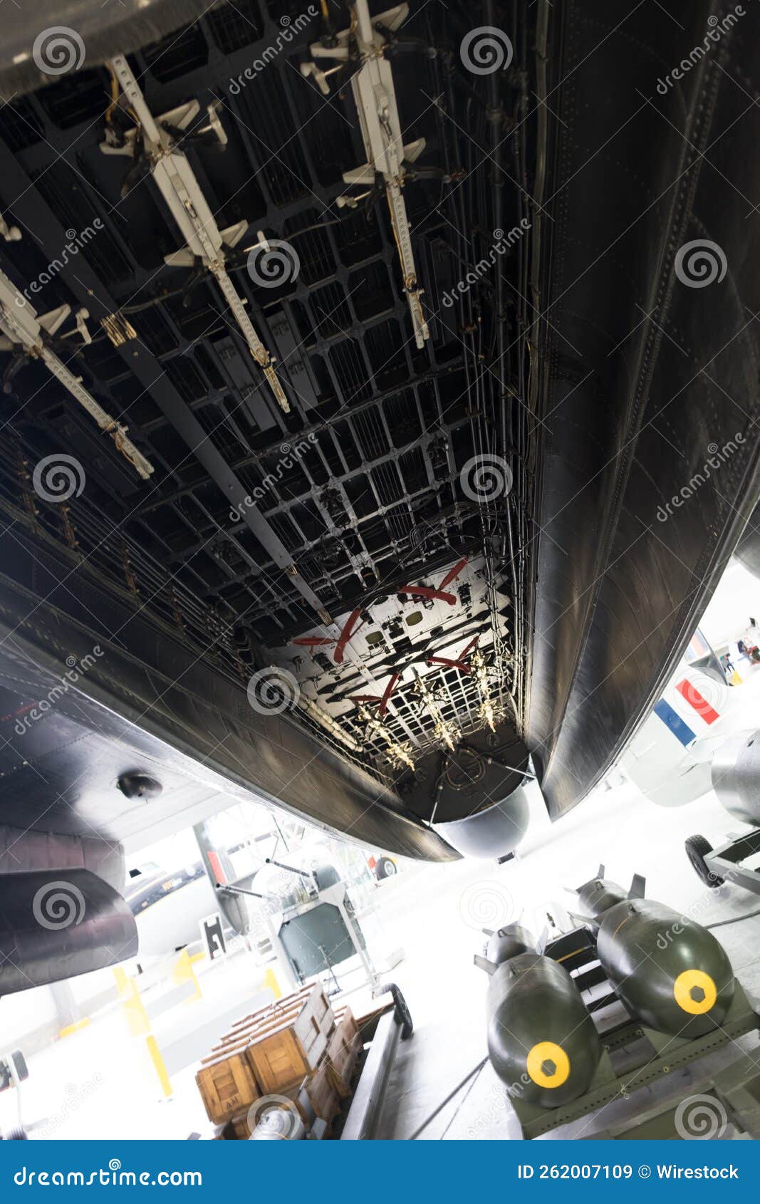 Vertical Shot of a Cold War Plane Bomber Bay Open Stock Image - Image ...