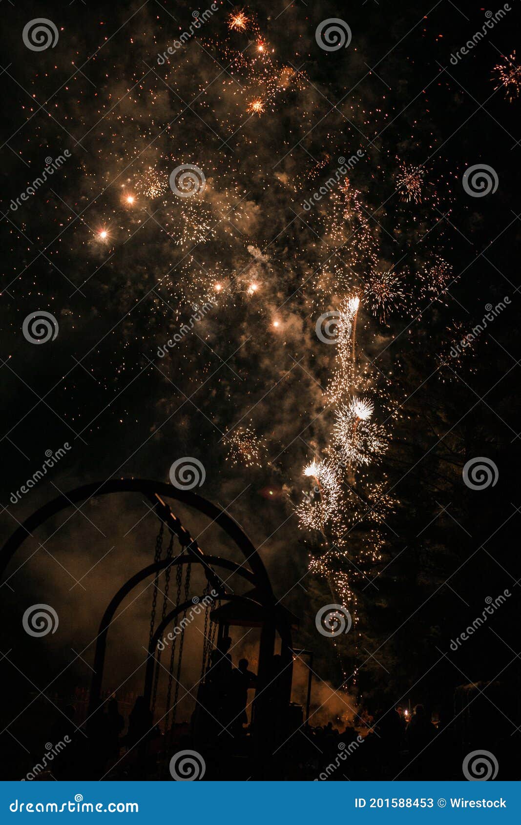 Vertical Shot of the Colorful Fireworks in the Night Sky Stock Image ...