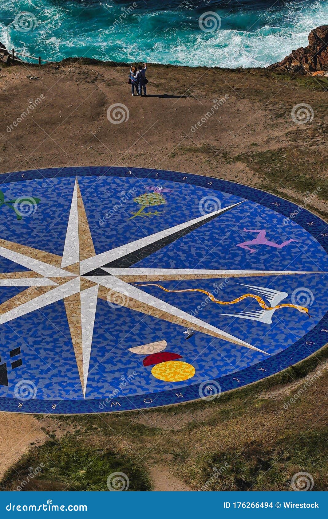 Vertical Shot of a Compass Painted on the Ground in Coruna.Galicia ...