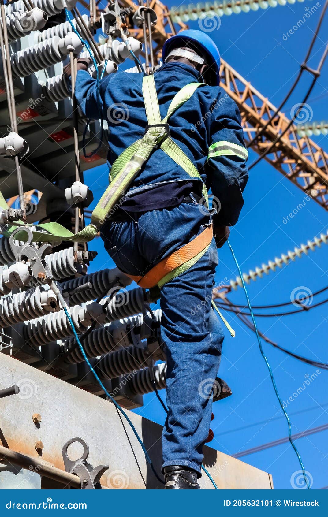 Vertical Shot of a Construction Worker Climbing a Construct Editorial ...