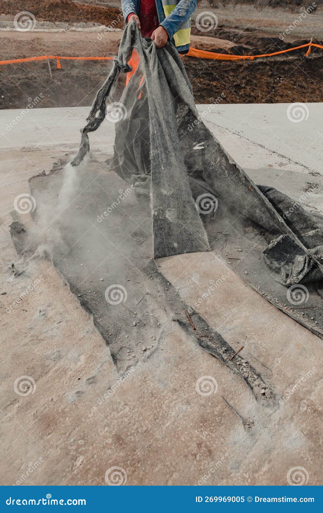 Vertical Shot of a Construction Worker Doing Concrete Laying Stock ...