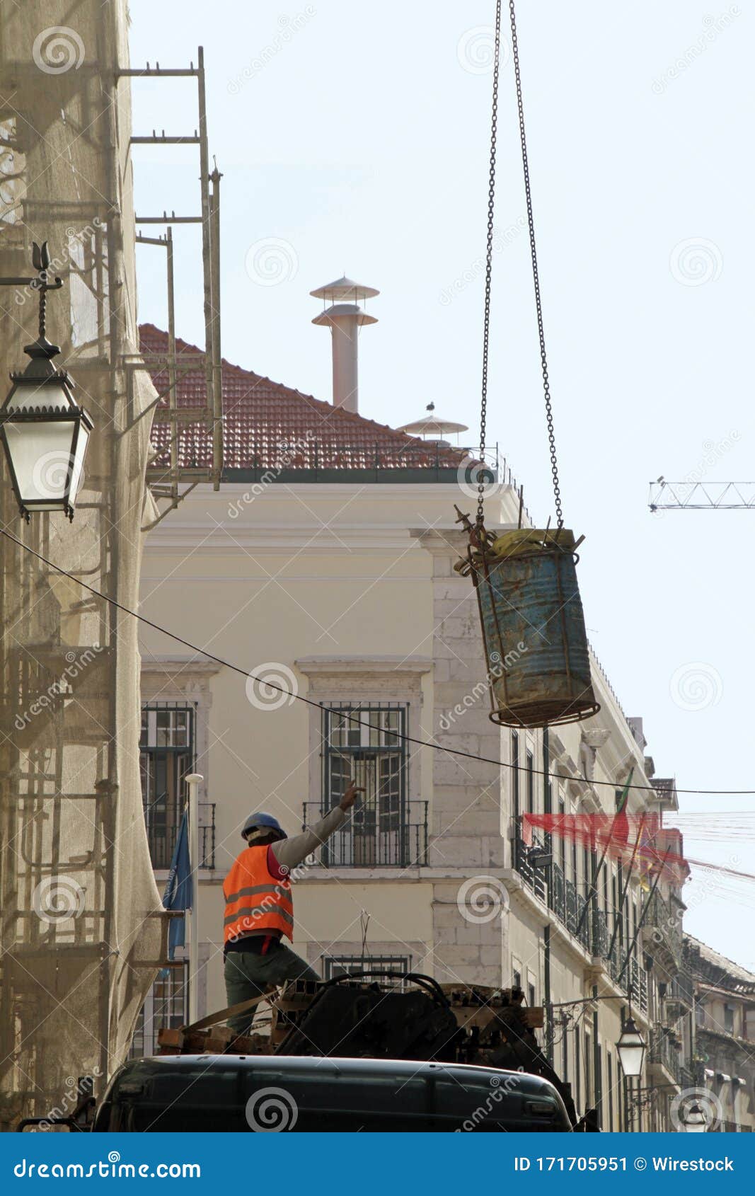 Vertical Shot of a Construction Worker, Working on a Building Stock ...