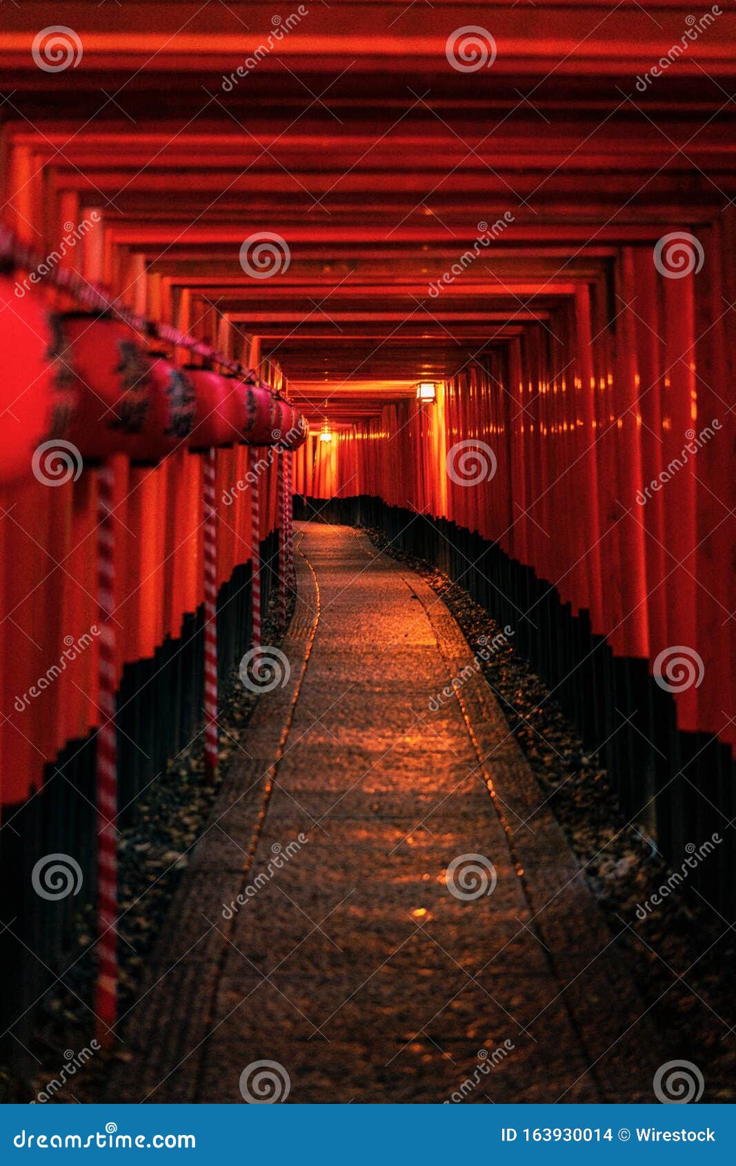 Vertical Shot of a Corridor with Square Walls Illuminated with Red ...