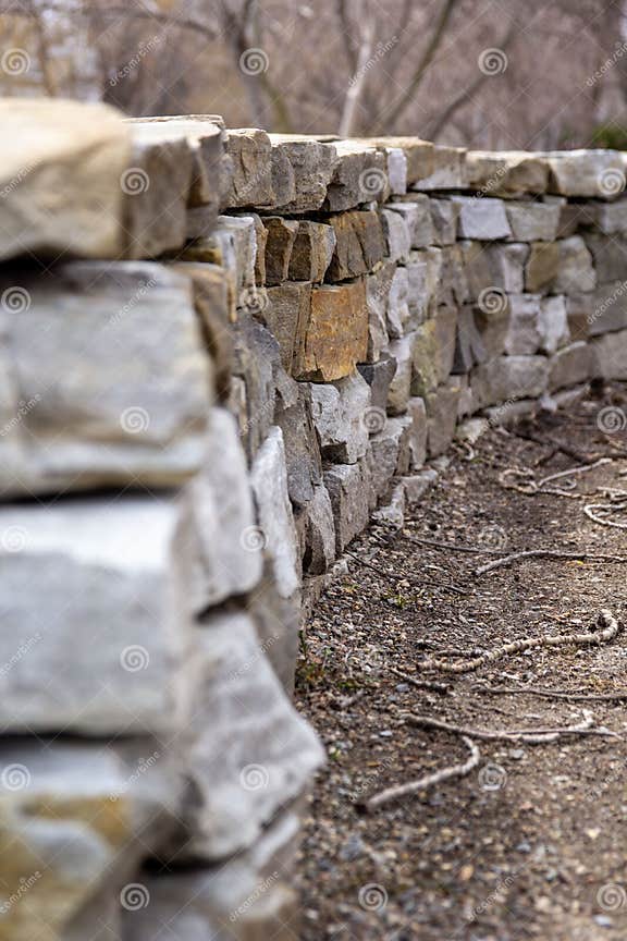 Vertical Shot of Curved Stone Wall Stock Image - Image of structure ...
