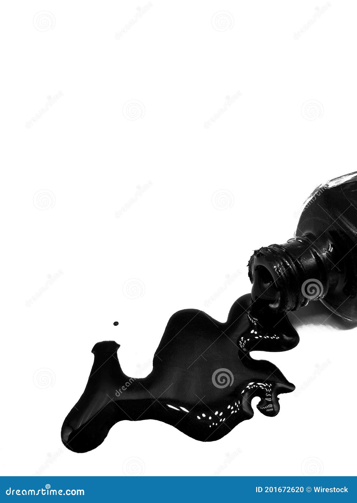 Vertical Shot of Dark Spilled Ink on White Background Stock Photo ...