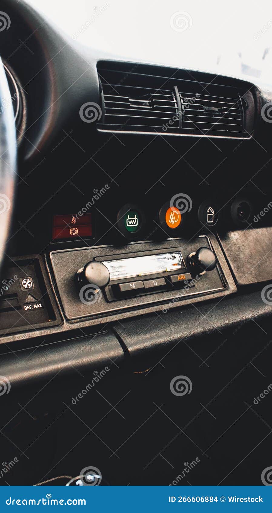 Vertical Shot of Dashboard and Radio of a Vintage Car Stock Photo ...