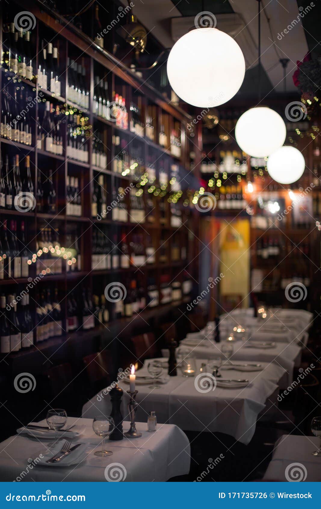 Vertical Shot of Dinner Tables at a Restaurant Stock Photo - Image of ...