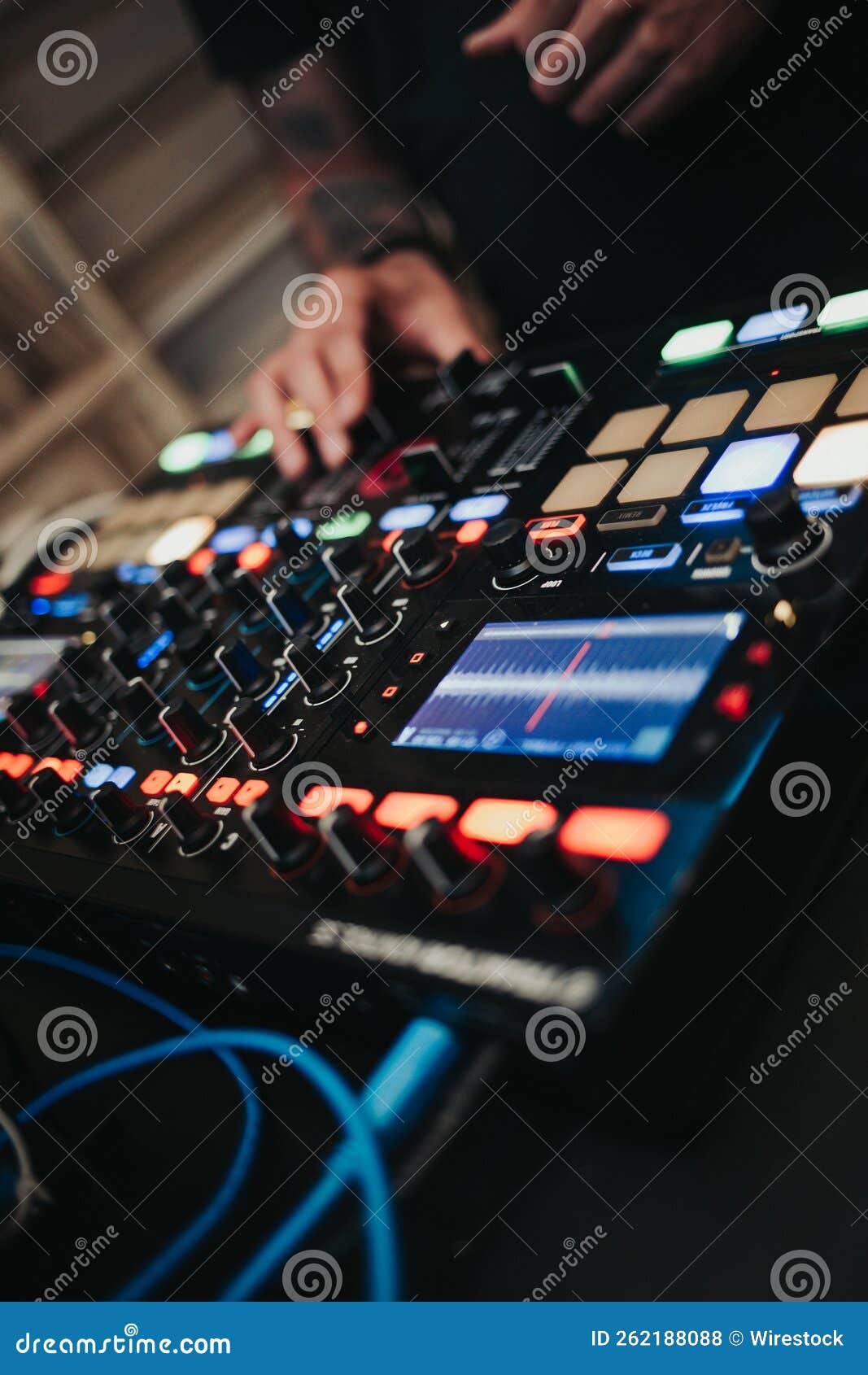 Vertical Shot of the DJ Working on His Equipment at a Party Stock Photo ...