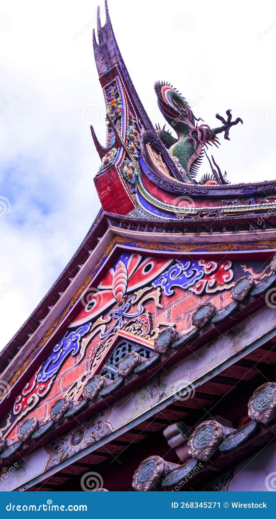 Vertical Shot of a Dragon Sculptures on a Temple Roof Stock Image ...