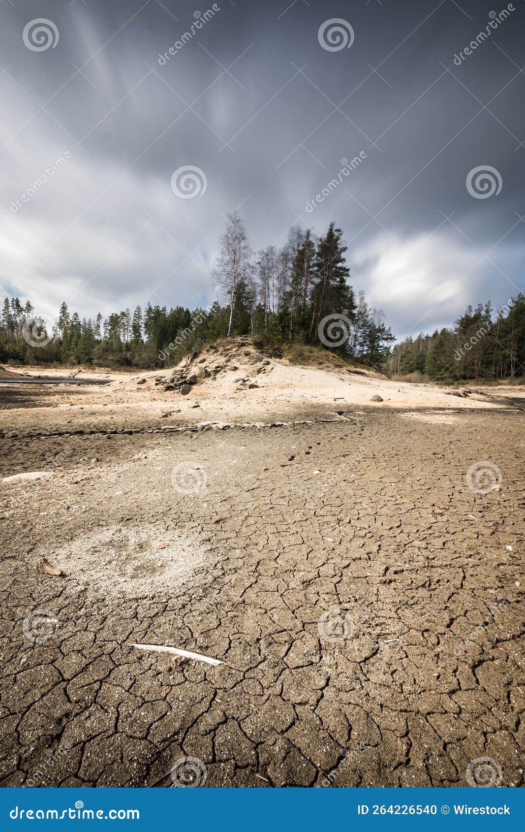 Vertical Shot of a Dried-up Lake in a Droughted Area Stock Photo ...