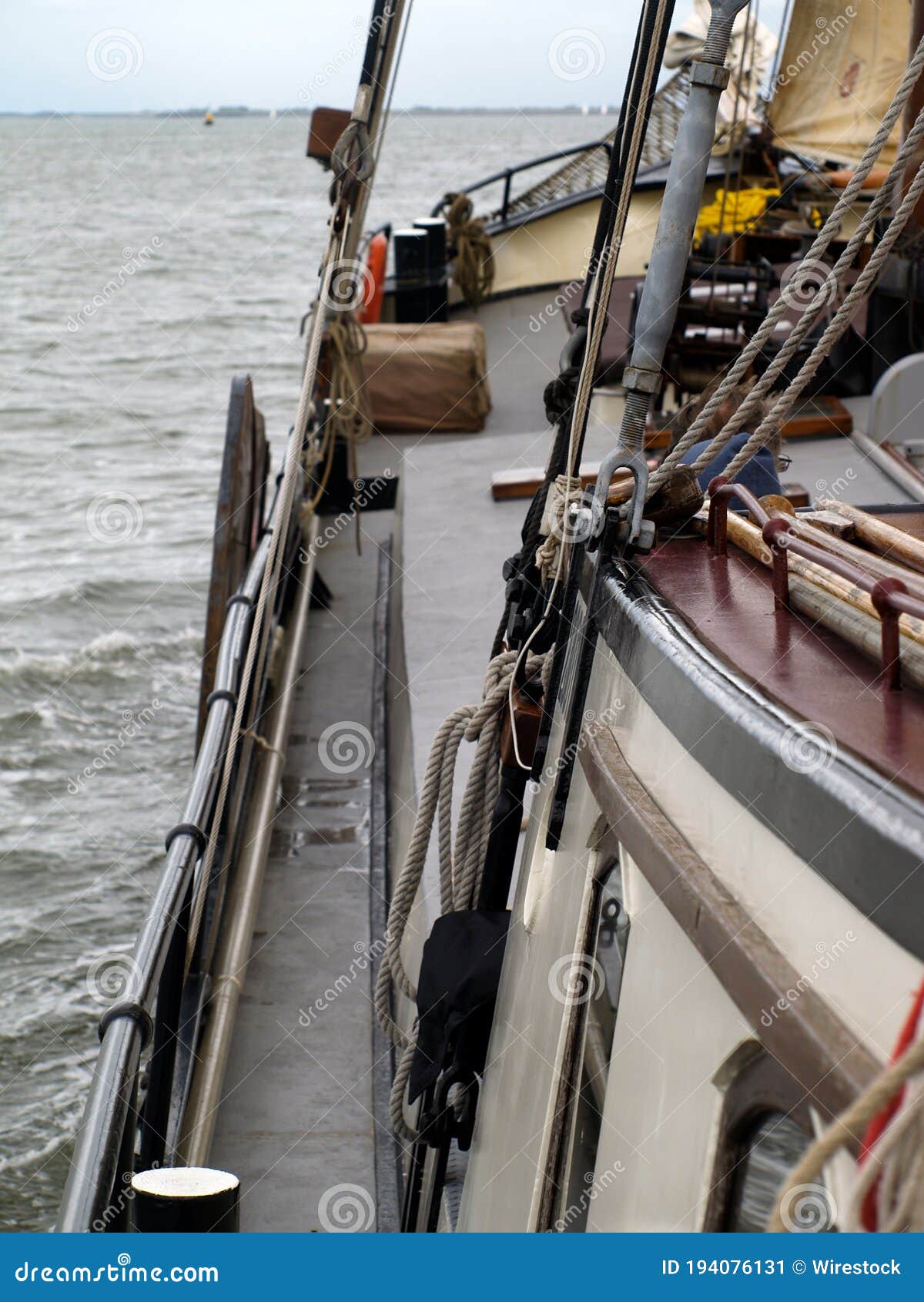 Vertical Shot of a Dutch Flatboat in the Open Sea at Daytime Stock ...