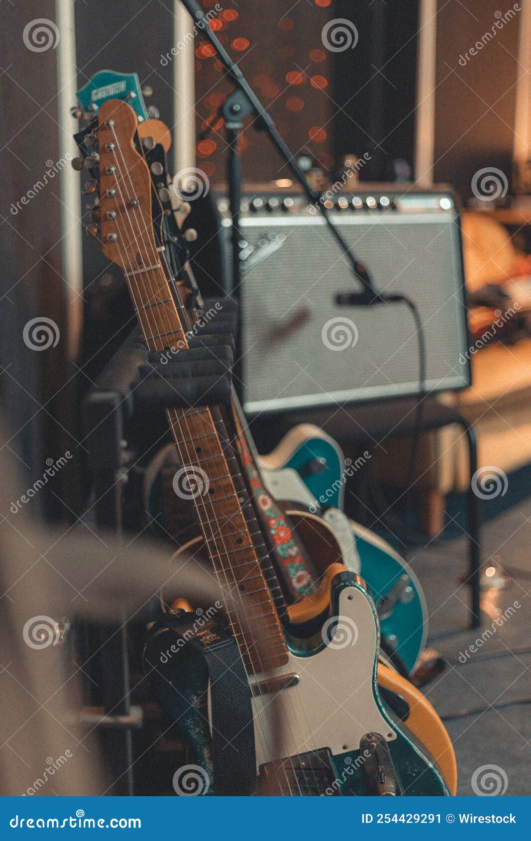 Vertical Shot of Electric Guitars in a Studio Stock Image - Image of ...