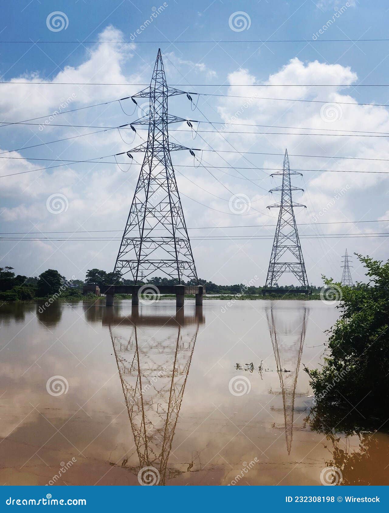 Vertical Shot of Electric Power Transmissions Stock Photo - Image of ...