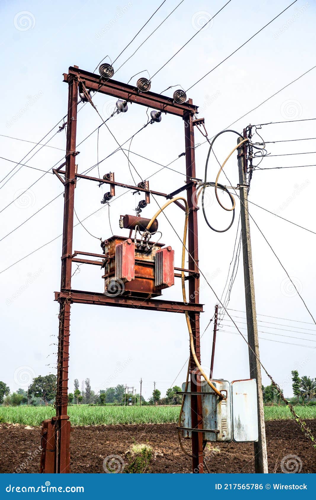 Vertical Shot of an Electrical Network Structure in the Field Stock ...