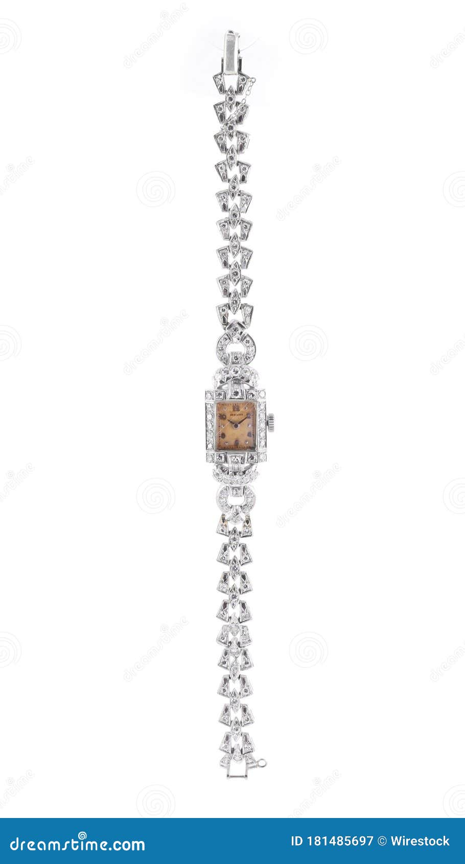 Vertical Shot of an Elegant Silver Watch Under the Lights Isolated on a ...