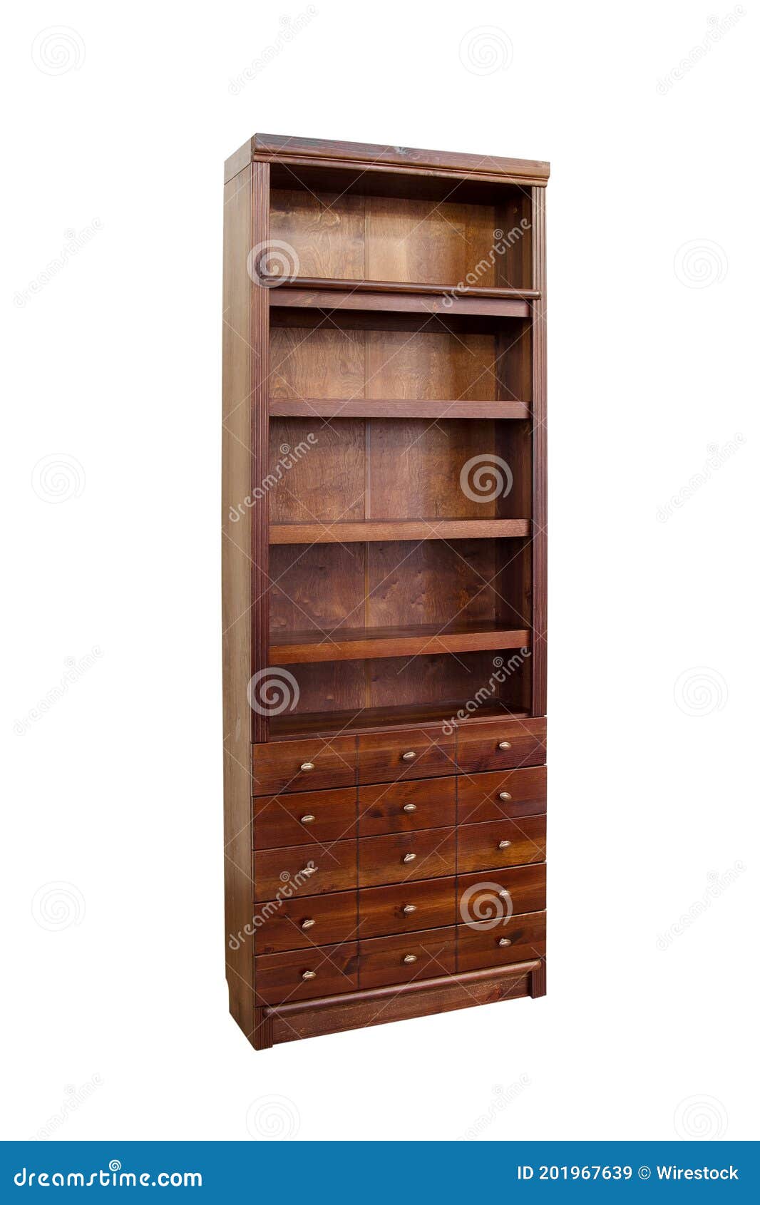 Vertical Shot of an Empty Bookcase Isolated on a White Background Stock ...