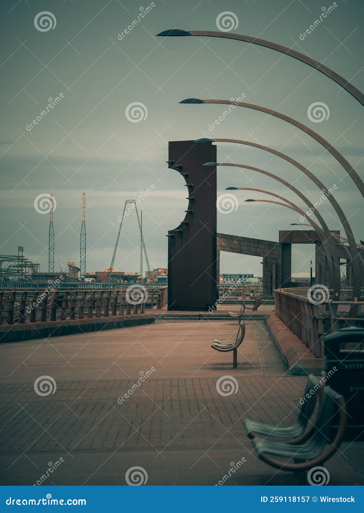 Vertical Shot of the Empty Central Promenade Blackpool on a Daytime ...