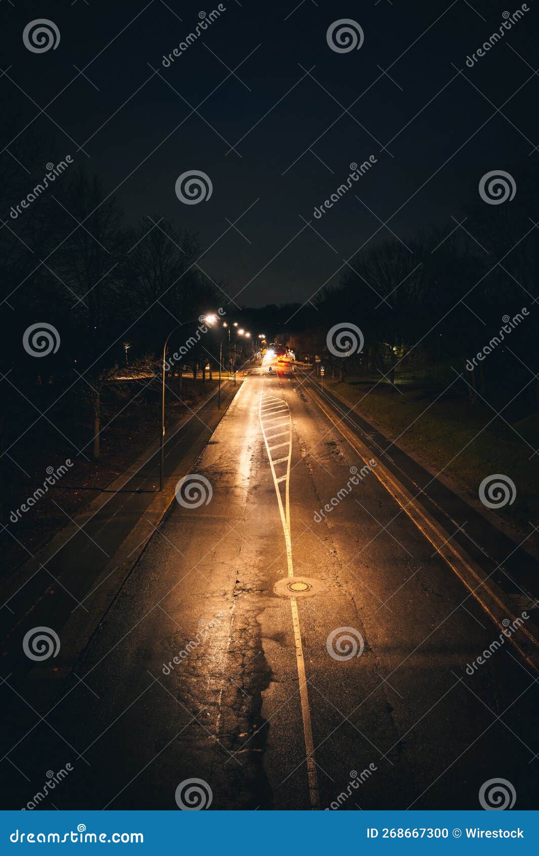 Vertical Shot of an Empty Highway during a Nighttime Stock Photo ...