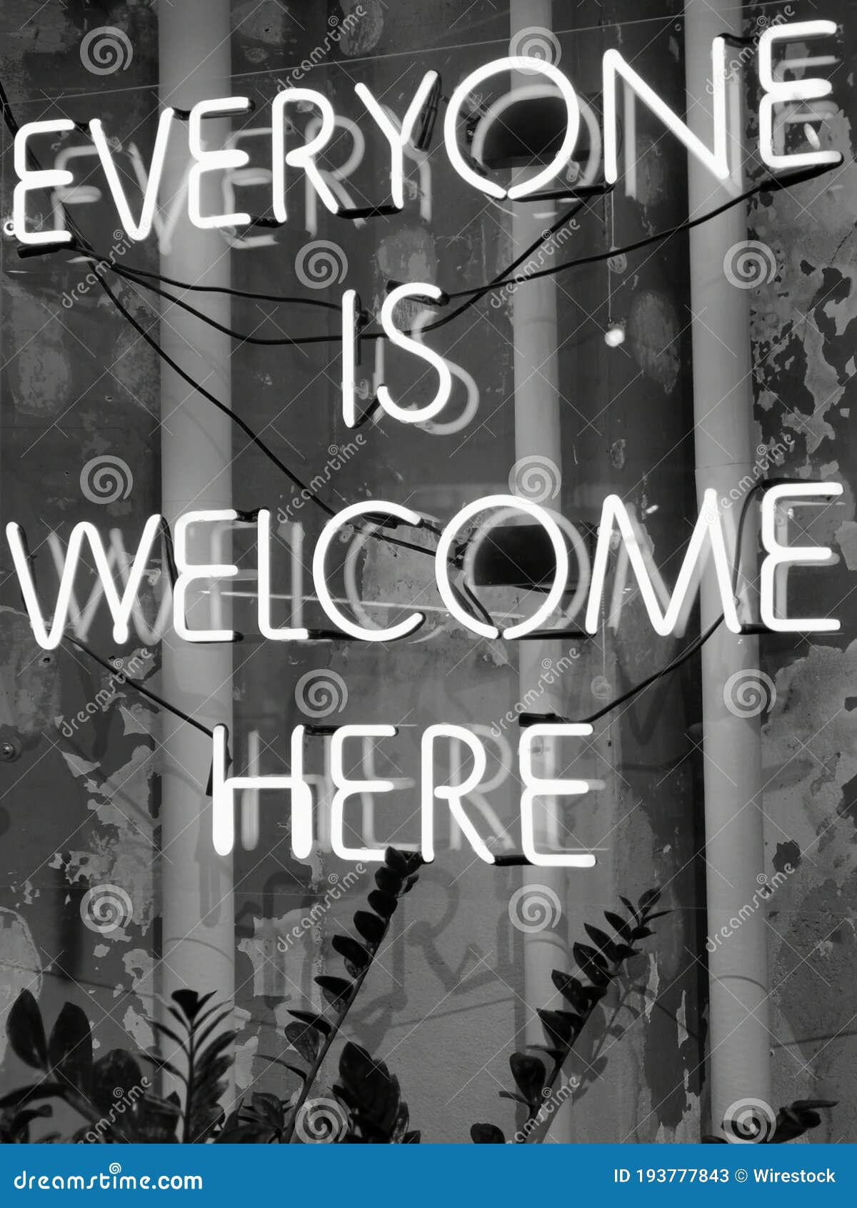 Vertical Shot of Everyone is Welcome Here Sign Stock Image - Image of ...