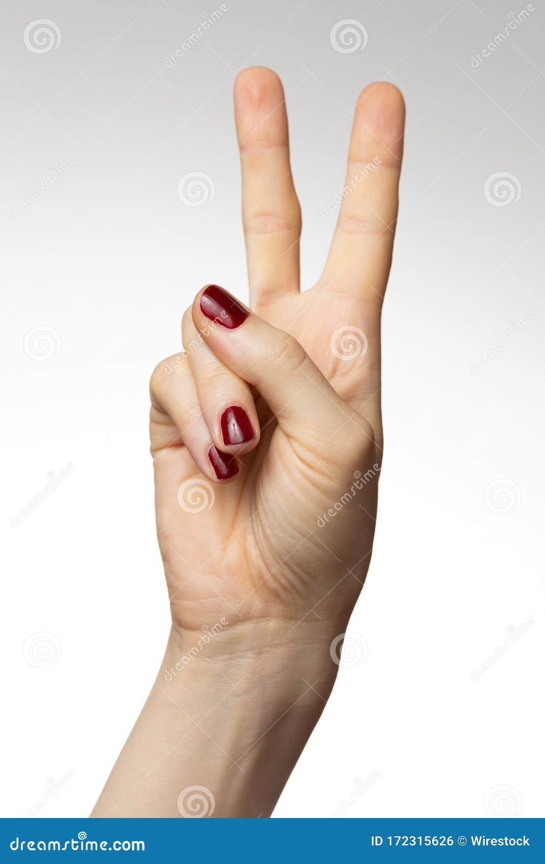 Vertical Shot of a Female Hand with a Peace Hand Sign Stock Photo ...