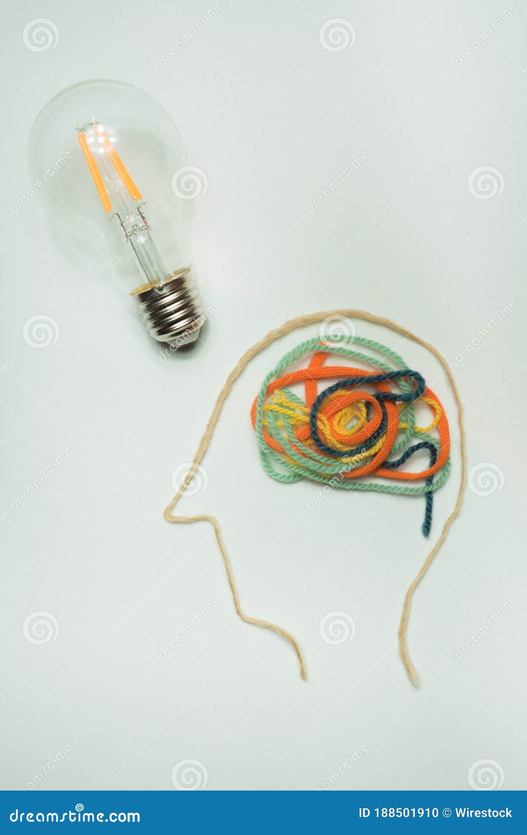 Vertical Shot of a Figure of a Man S Head with the Light Bulb on the ...