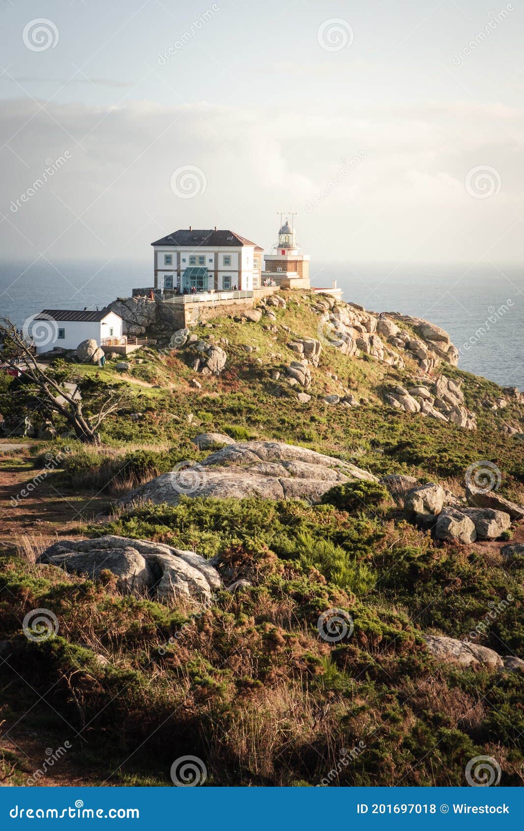 Vertical Shot of Finisterre Lighthouse from the Cliff Stock Photo ...